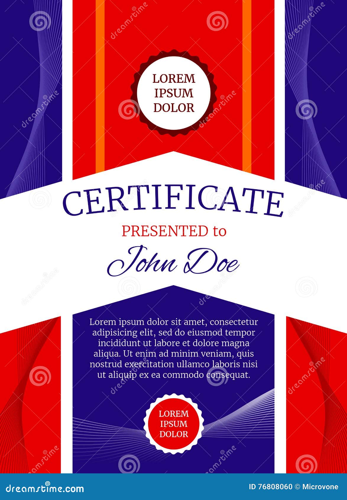 Modern Award Certificate Template With Colorful Border Frame For Vector ...