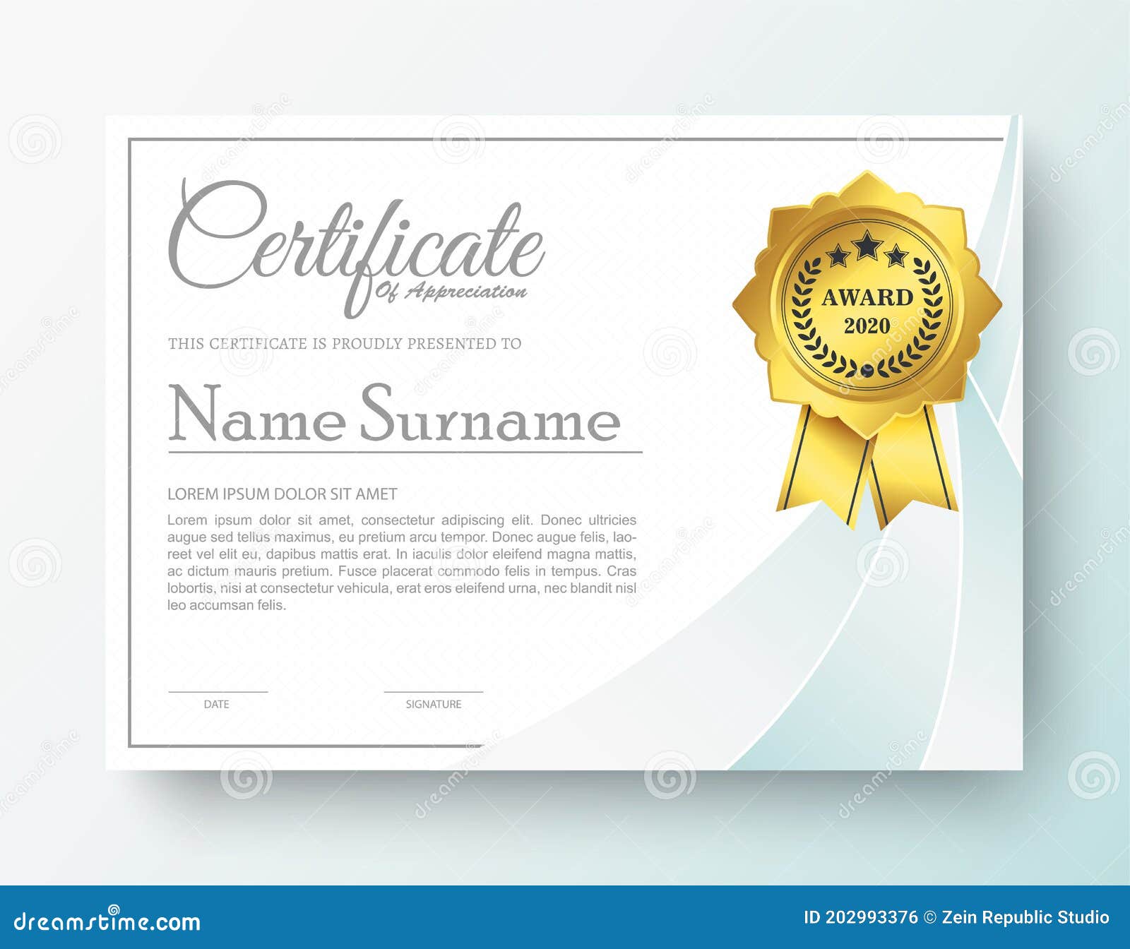 Modern Award Certificate in White Color Stock Illustration ...