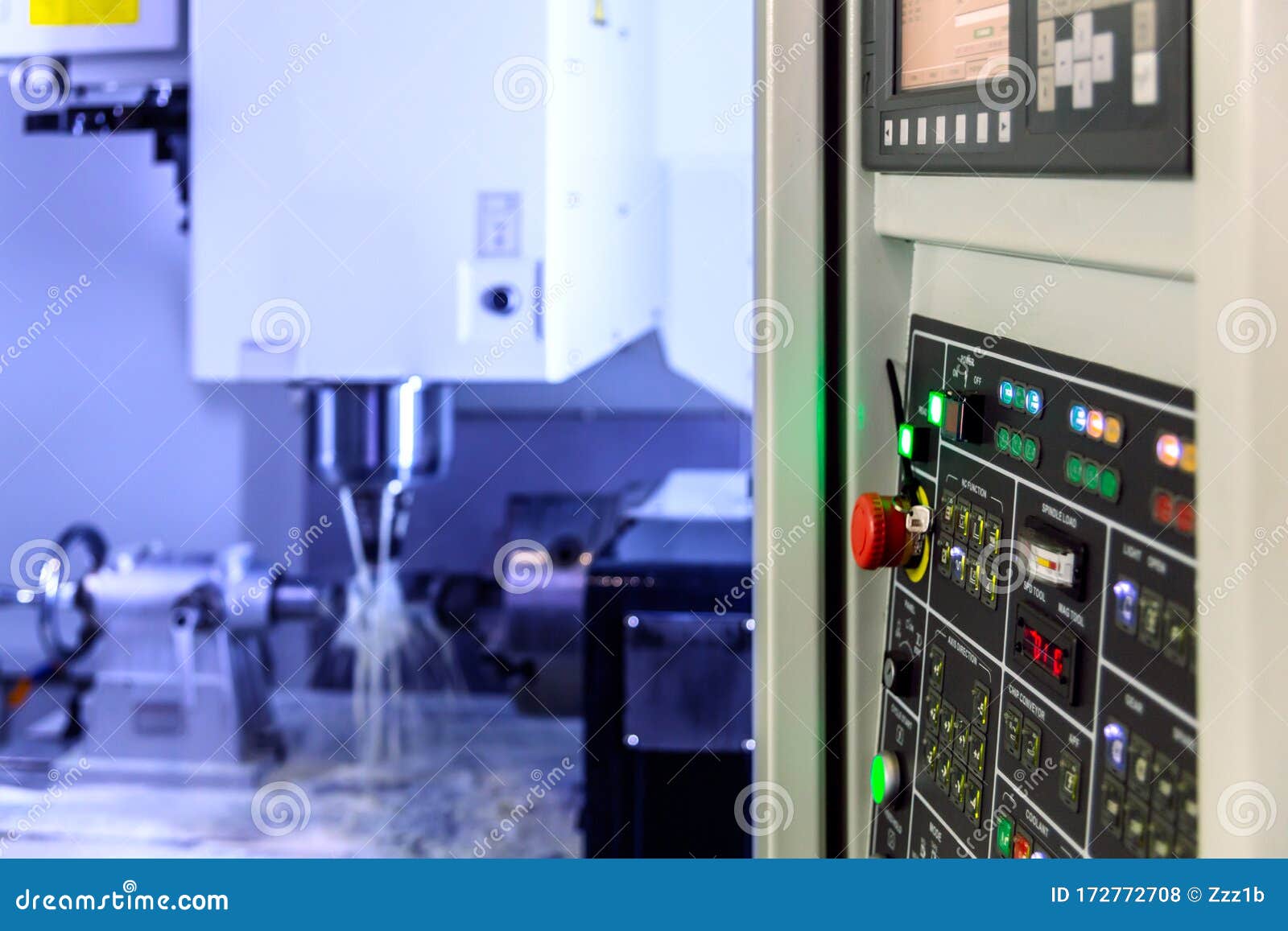 A Modern 4-axis Cnc Vertical Milling Machine Working with Water Cooling ...