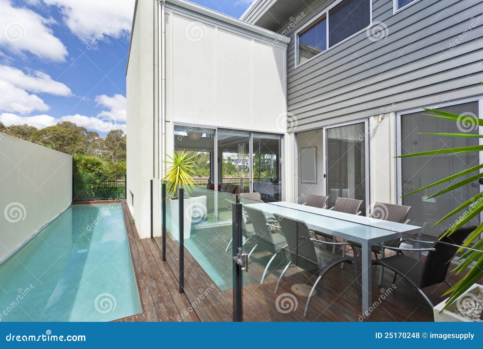 Modern back yard stock photo. Image of deck, construction - 25170248