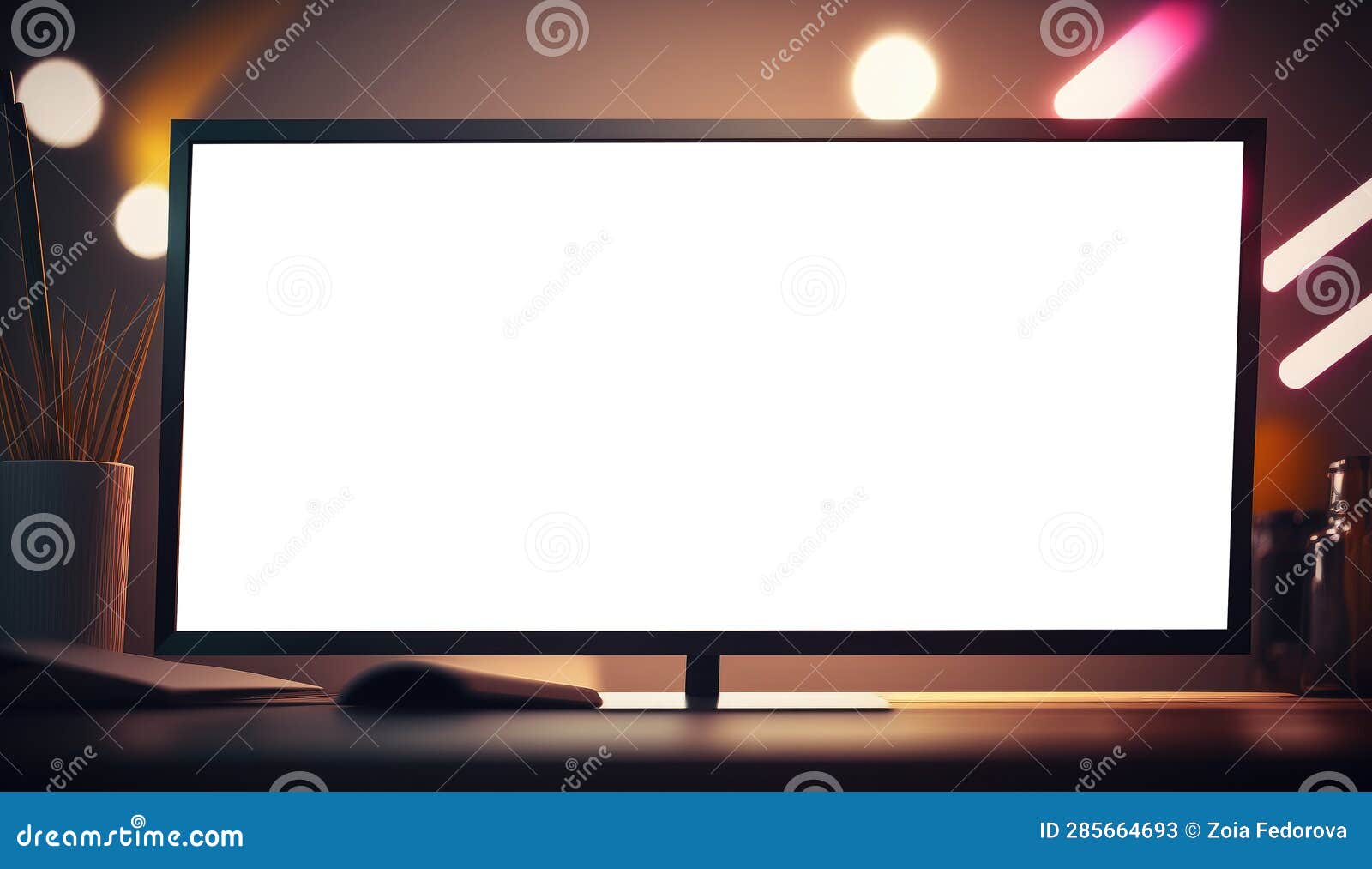 Empty Computer Monitor Background Stock Image - Image of modern ...