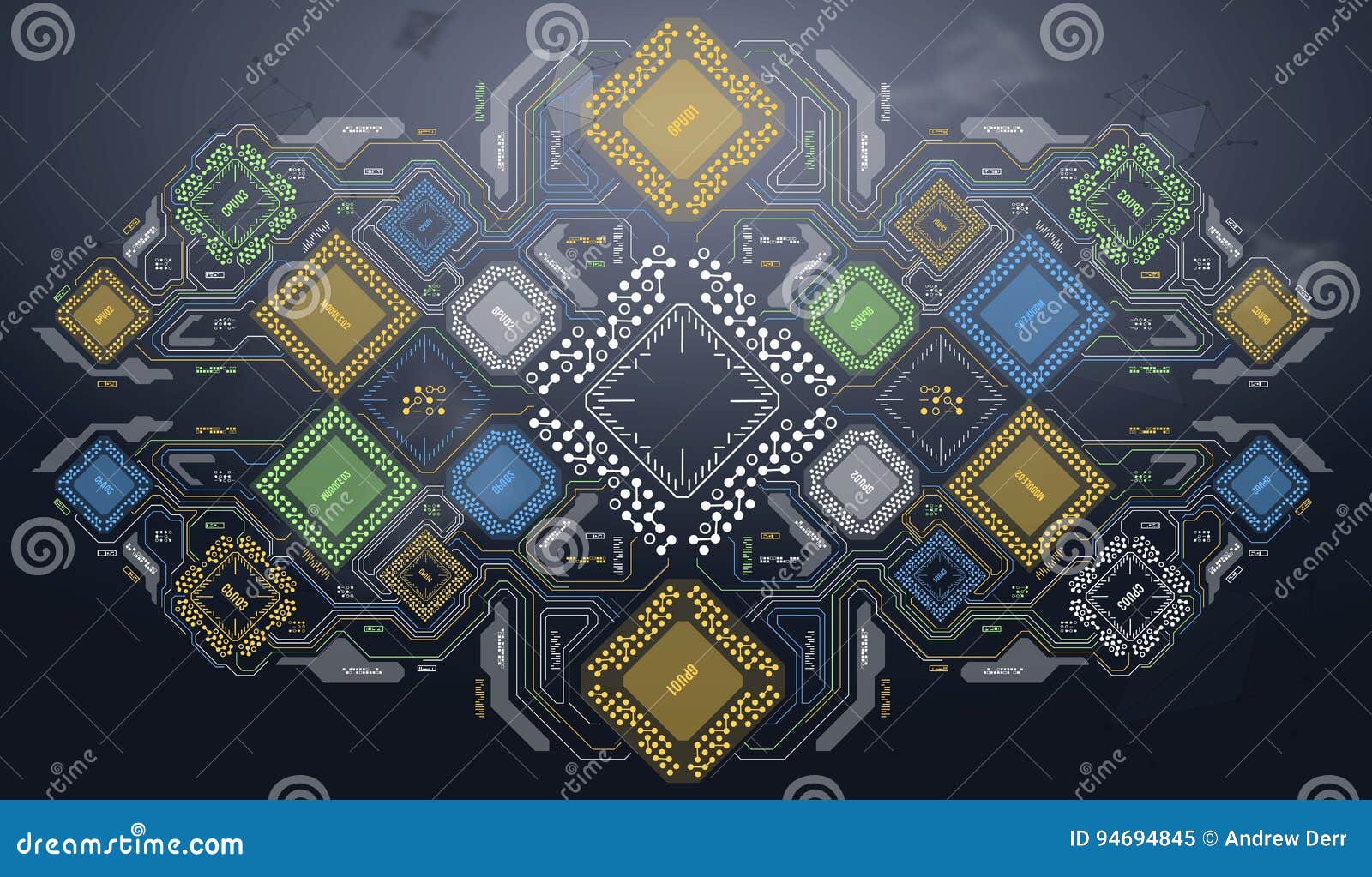 Modern Background with Futuristic User Interface. Electronic Computer ...