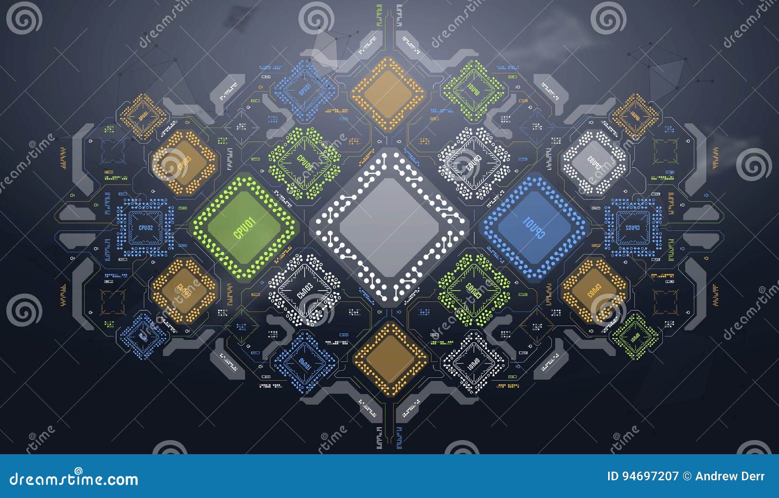 Modern Background with Futuristic User Interface. Electronic Computer ...