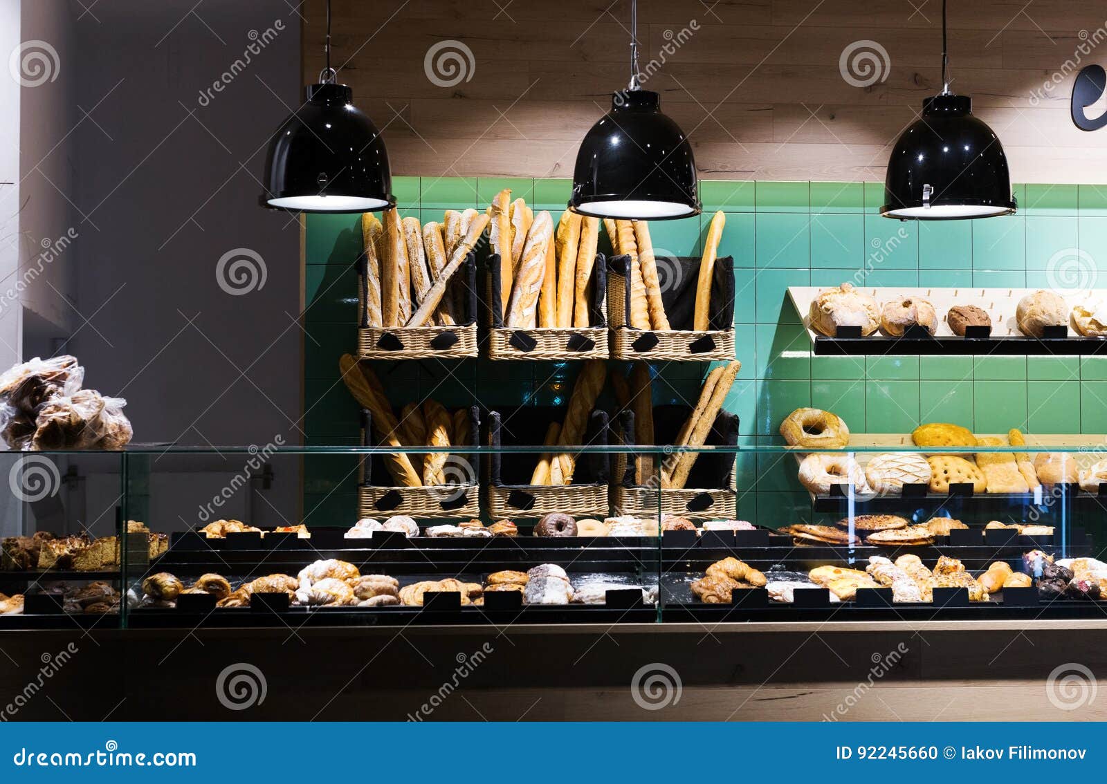 Modern bakery counter stock photo. Image of coffee, counter - 92245660