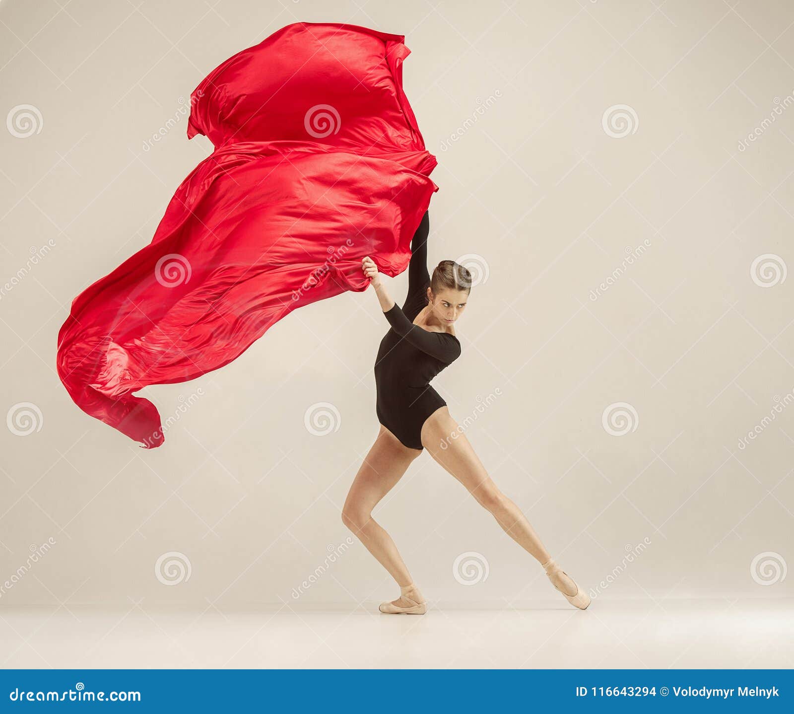 Modern Ballet Dancer Dancing in Full Body on White Studio Background ...