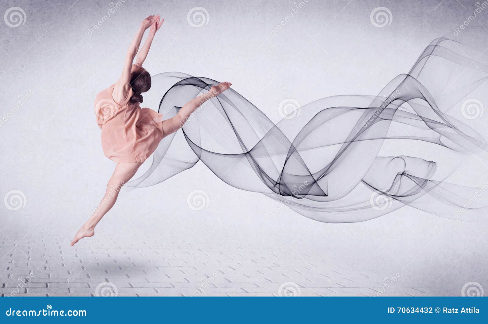 Modern Ballet Dancer Performing with Abstract Swirl Stock Photo - Image ...