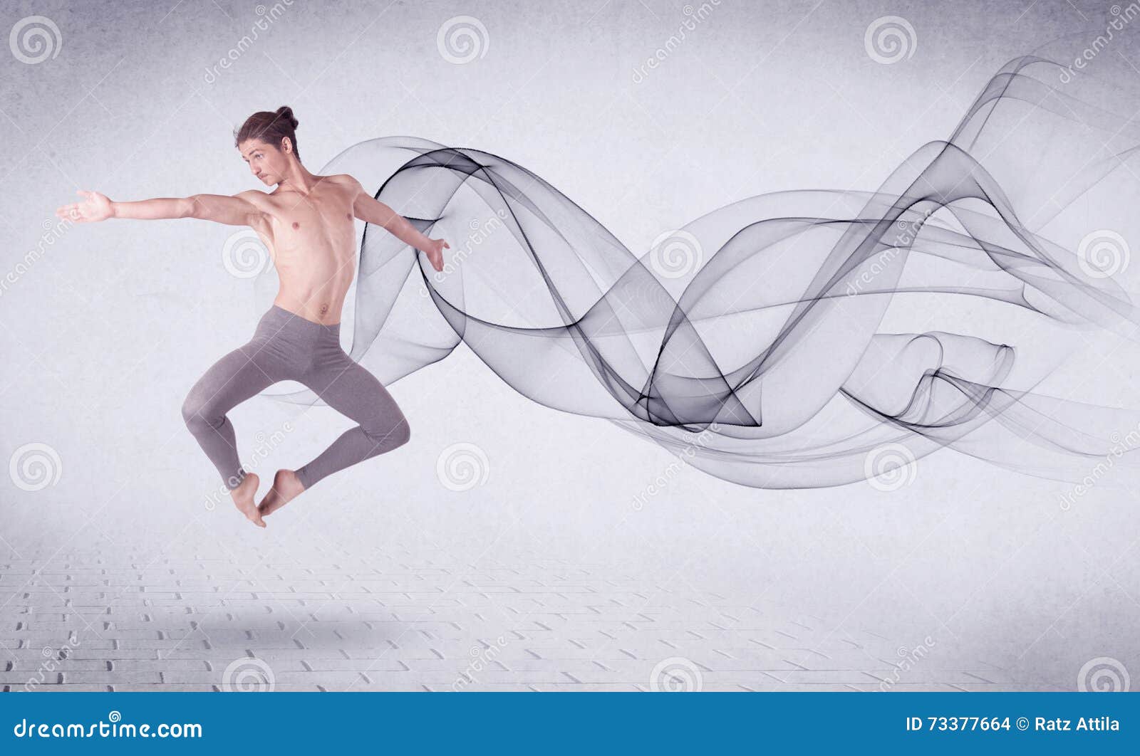 Modern Ballet Dancer Performing with Abstract Swirl Stock Photo - Image ...
