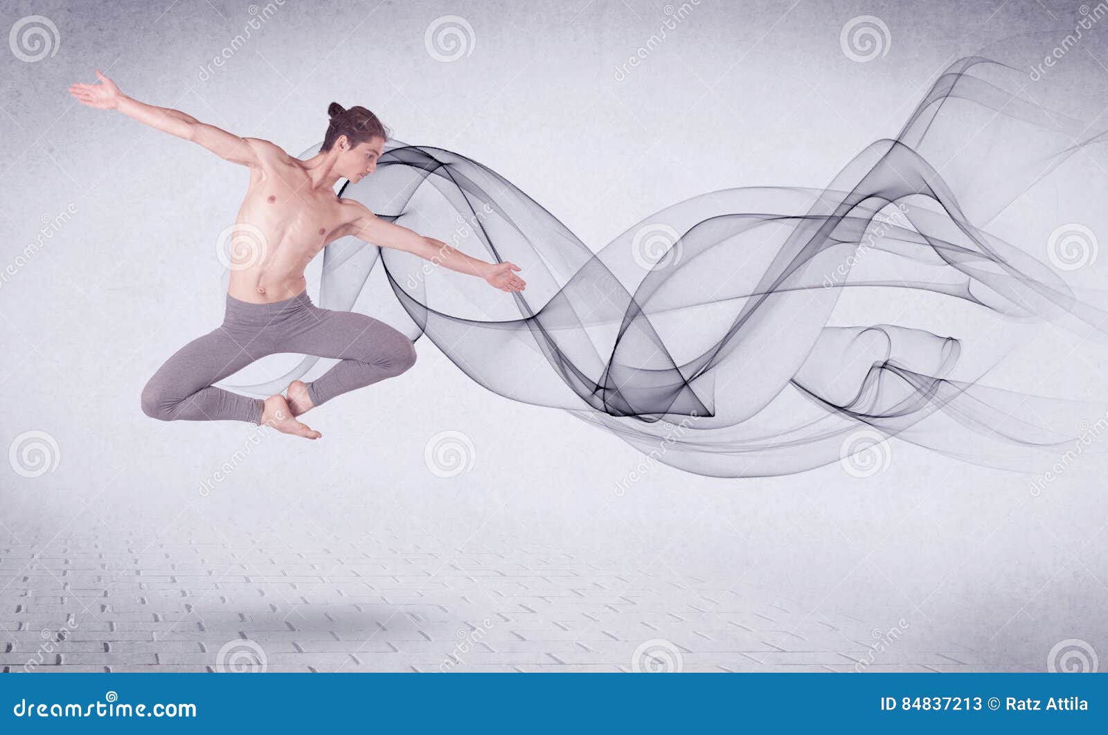 Modern Ballet Dancer Performing with Abstract Swirl Stock Image - Image ...