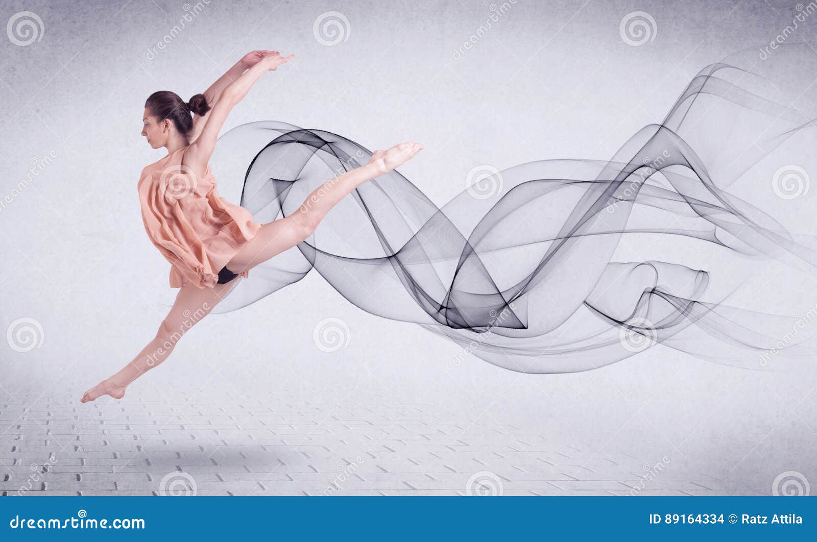 Modern Ballet Dancer Performing with Abstract Swirl Stock Photo - Image ...