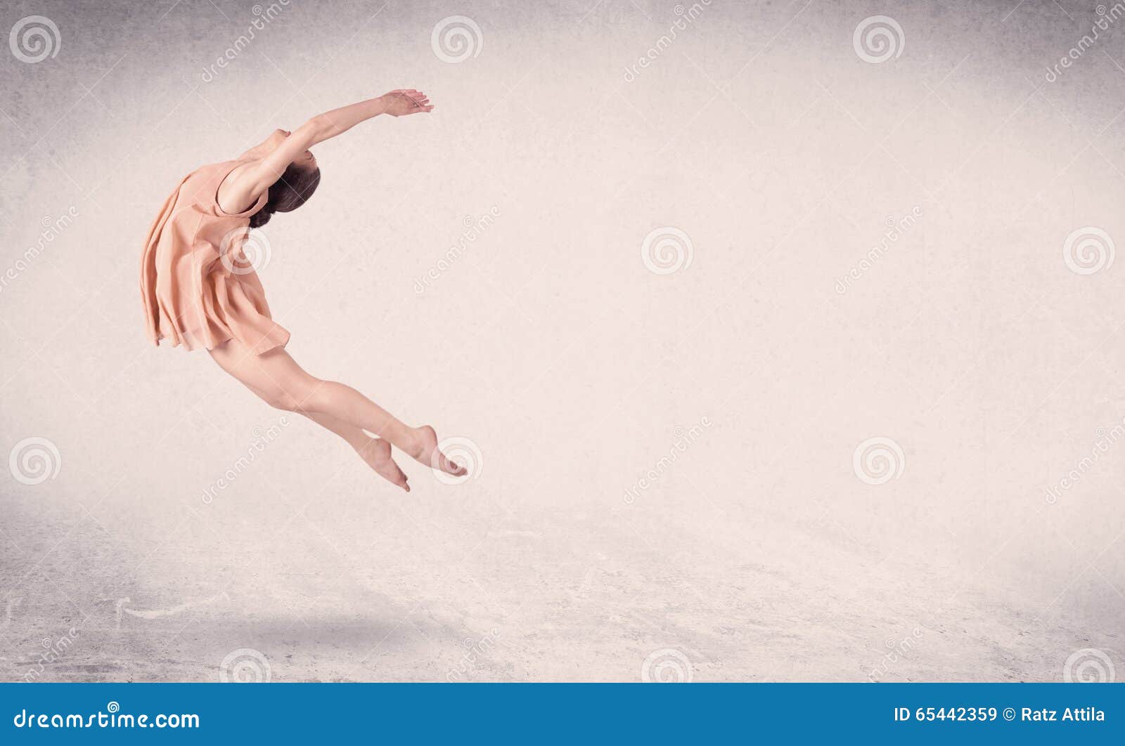Modern Ballet Dancer Performing Art Jump With Empty Background Stock ...