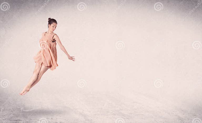 Modern Ballet Dancer Performing Art Jump with Empty Background Stock ...