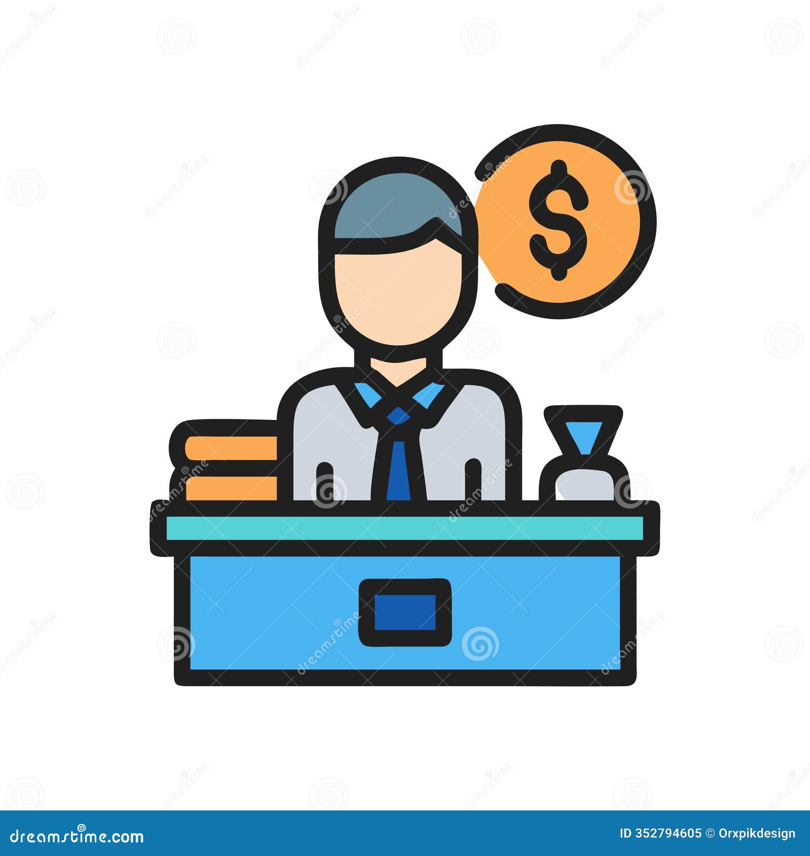 Modern Bank Teller Icon Illustration Stock Vector - Illustration of ...