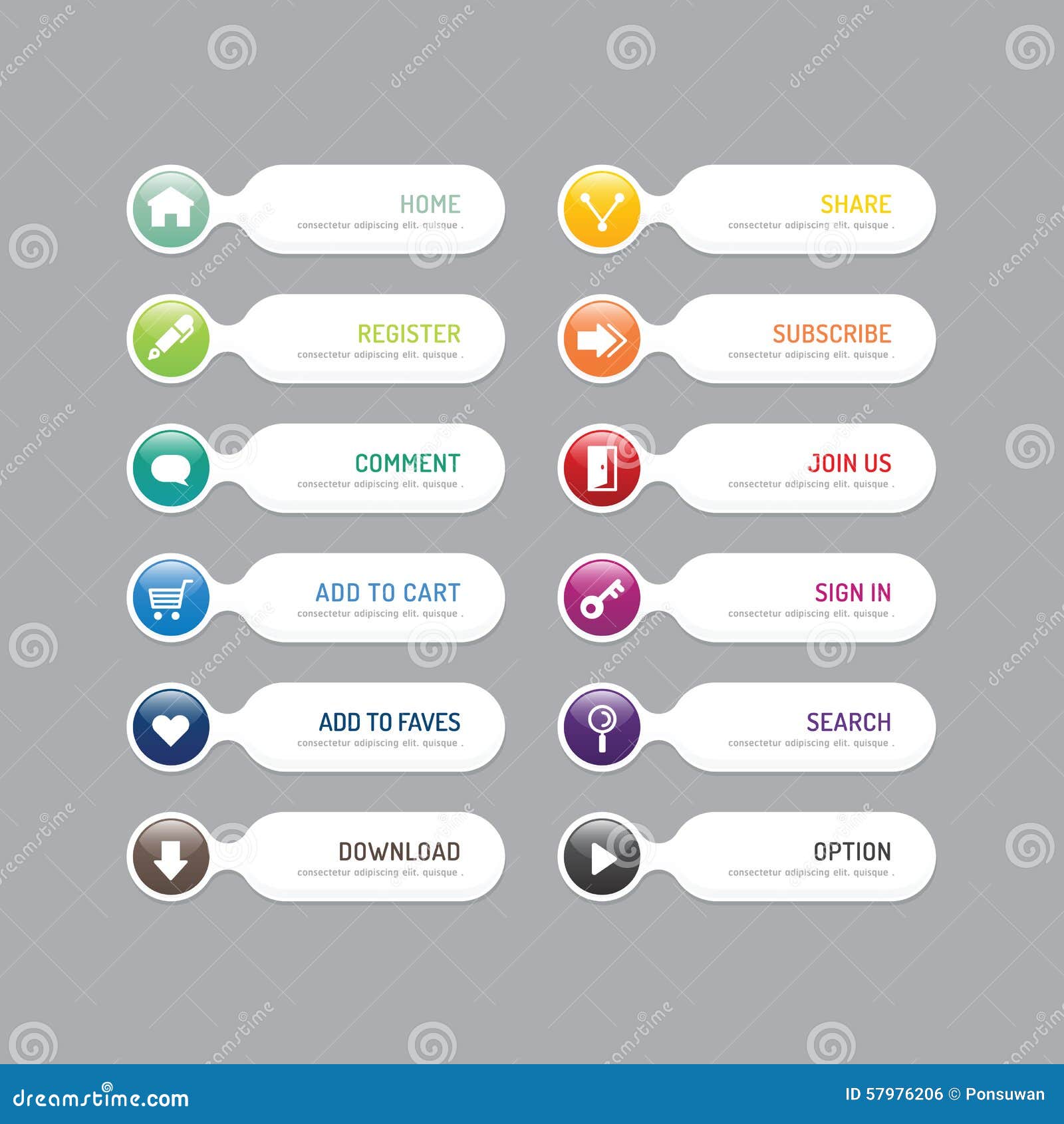Modern Banner Button with Social Icon Design Options. Vector Ill Stock ...