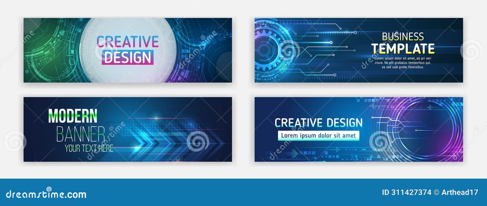 Modern Banner Design with Technology Element. Data Protection, Internet ...