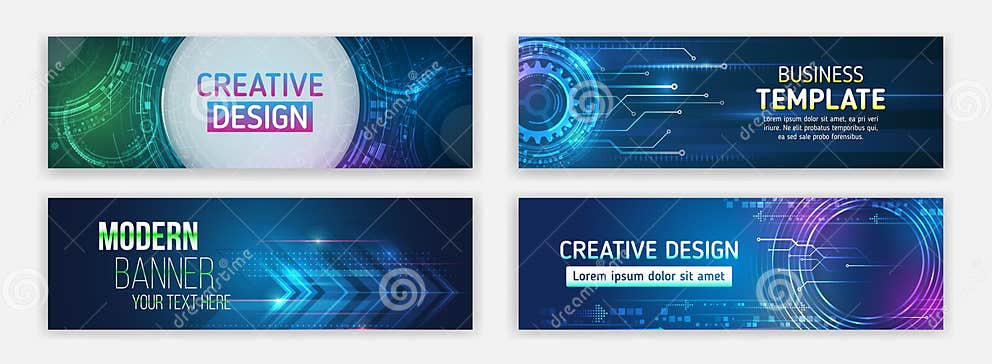 Modern Banner Design with Technology Element. Data Protection, Internet ...