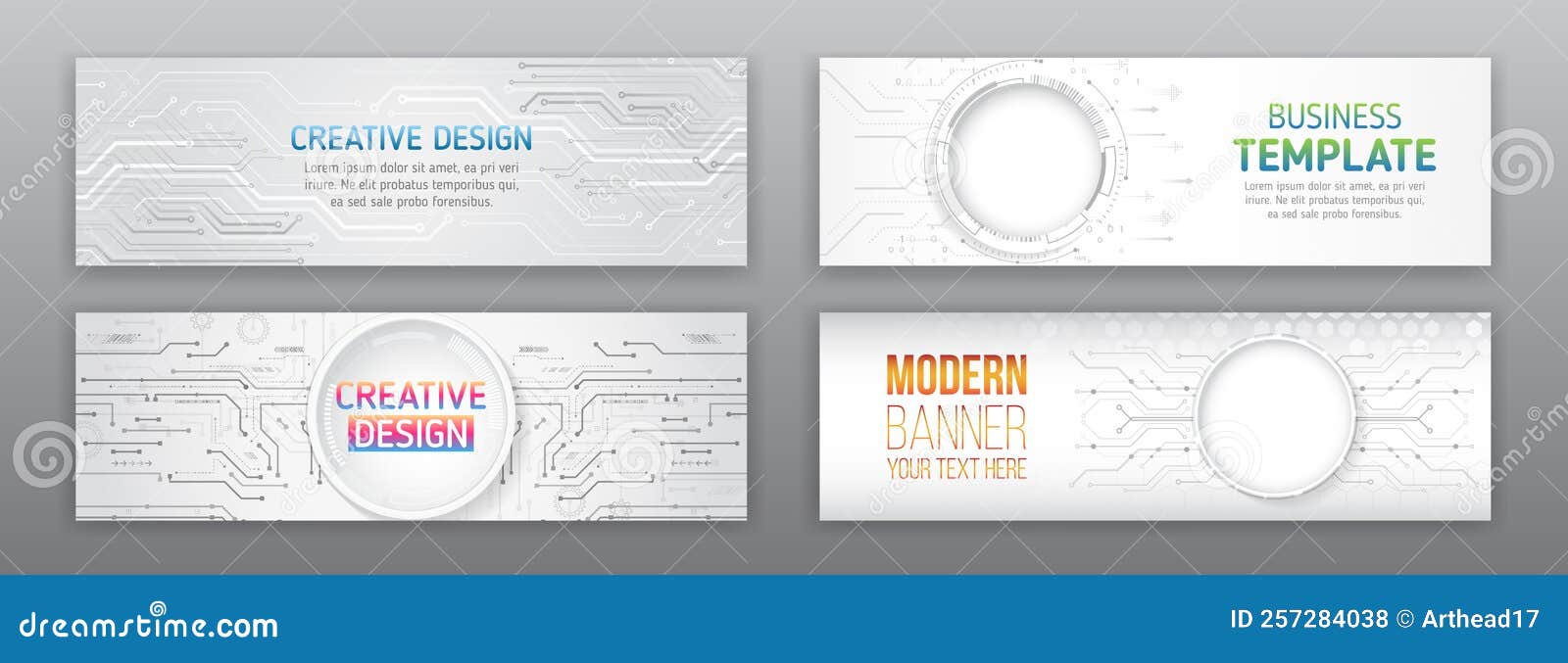 Modern Banner in Hi-tech Style. Set of Web Banner Templates ...