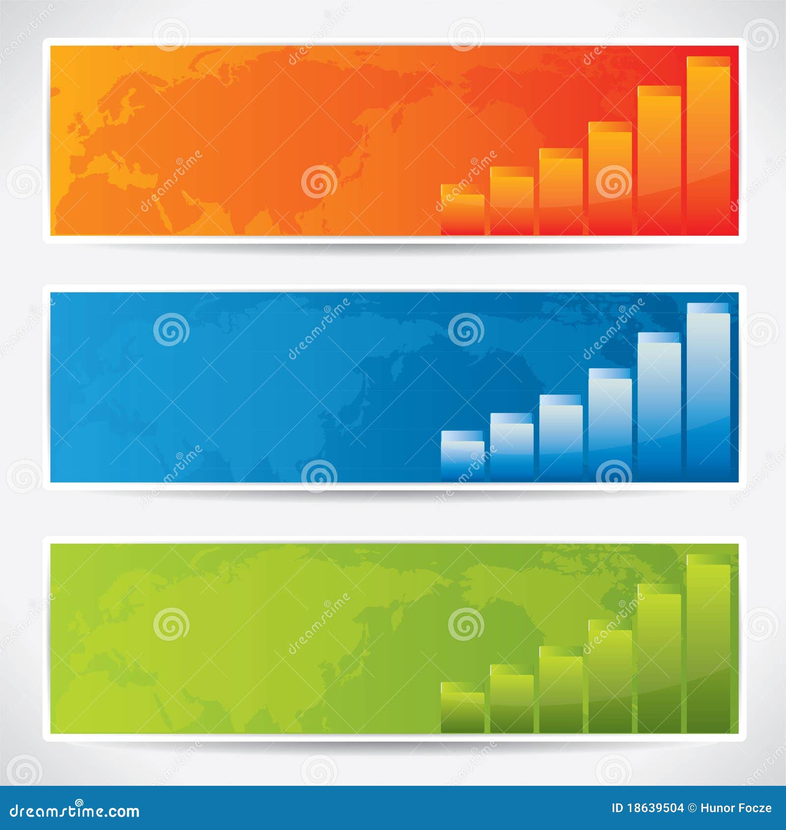 Modern Banners with World Map and Charts Stock Vector - Illustration of ...