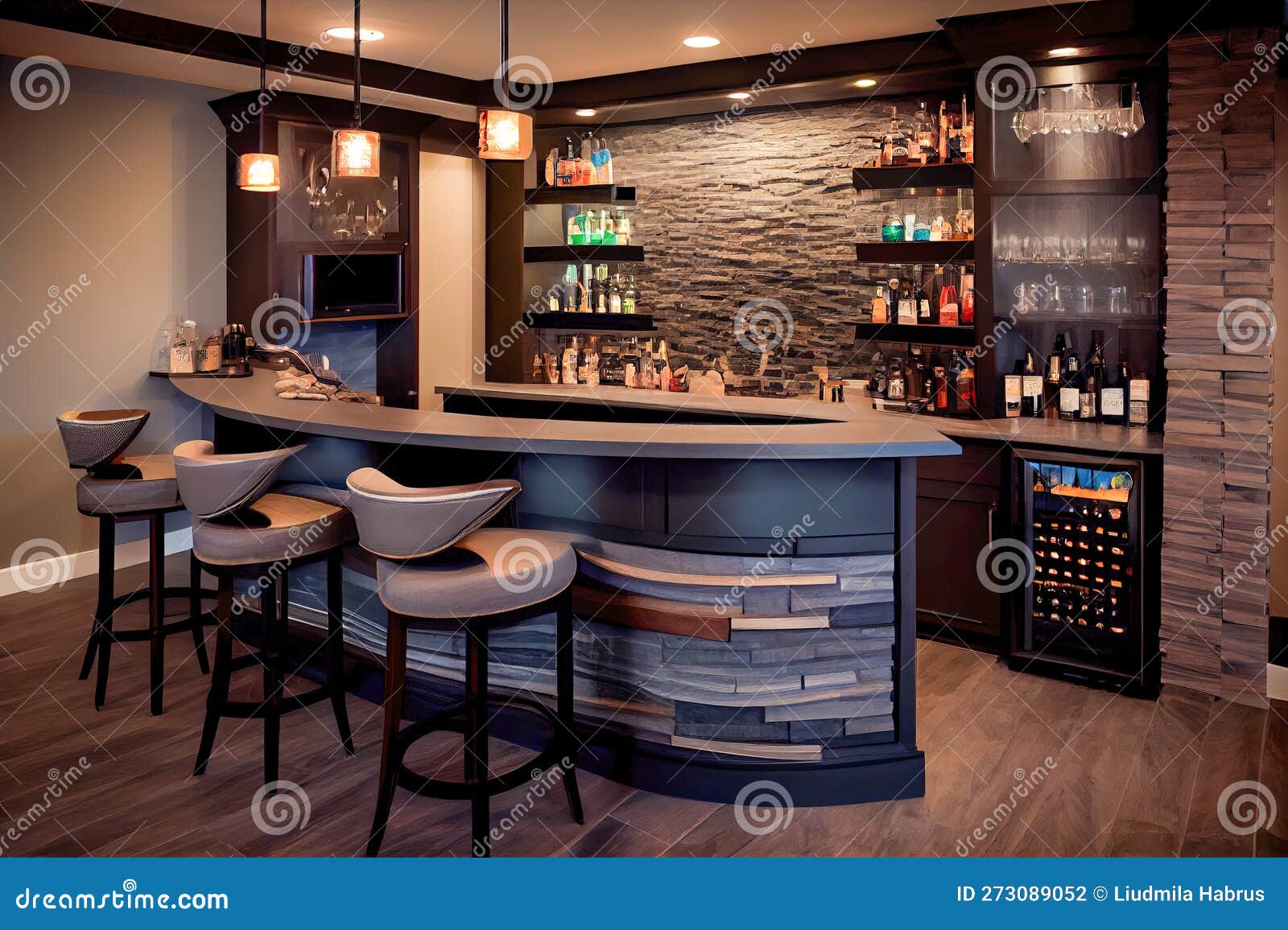 Modern Bar in the Basement. Generative AI, Generative, AI Stock ...