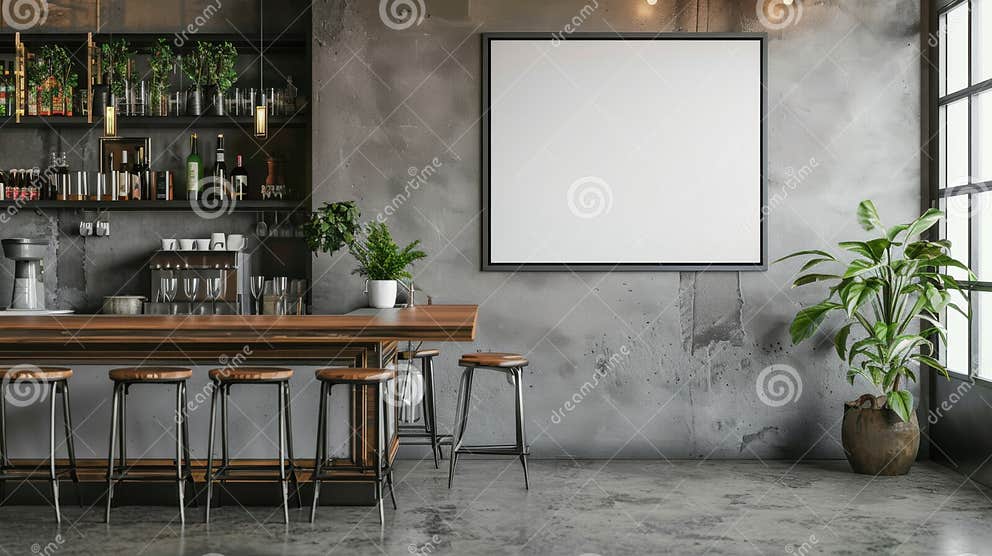 Modern Bar Interior with Empty Screen and Stylish Decor. Ideal for ...