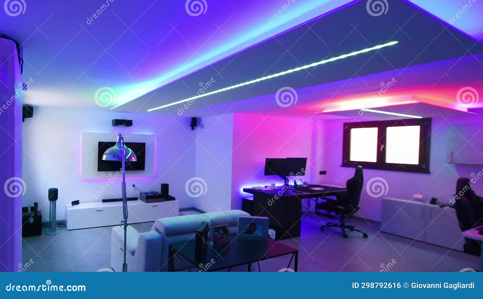 A Modern Basement Room with Led Lighting Coming from Plasterboard ...