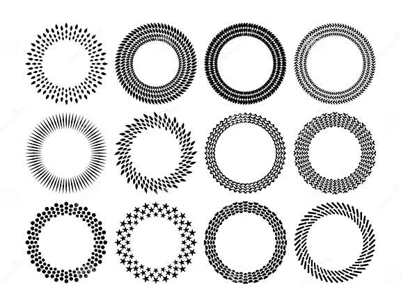 Modern Basic Shape Circular Frame Logo Set. Empty Abstract Circle ...