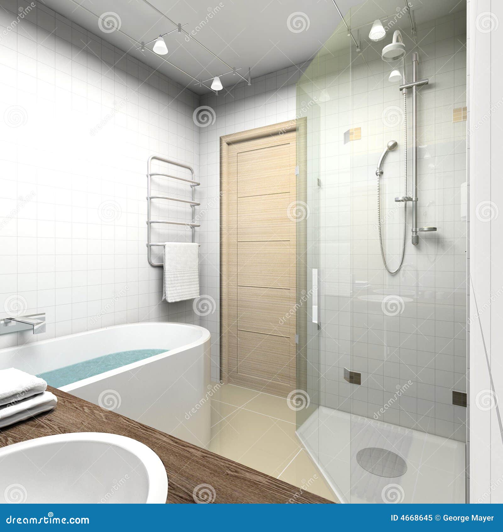 Modern bathroom. 3D render stock image. Image of fashionable - 4668645