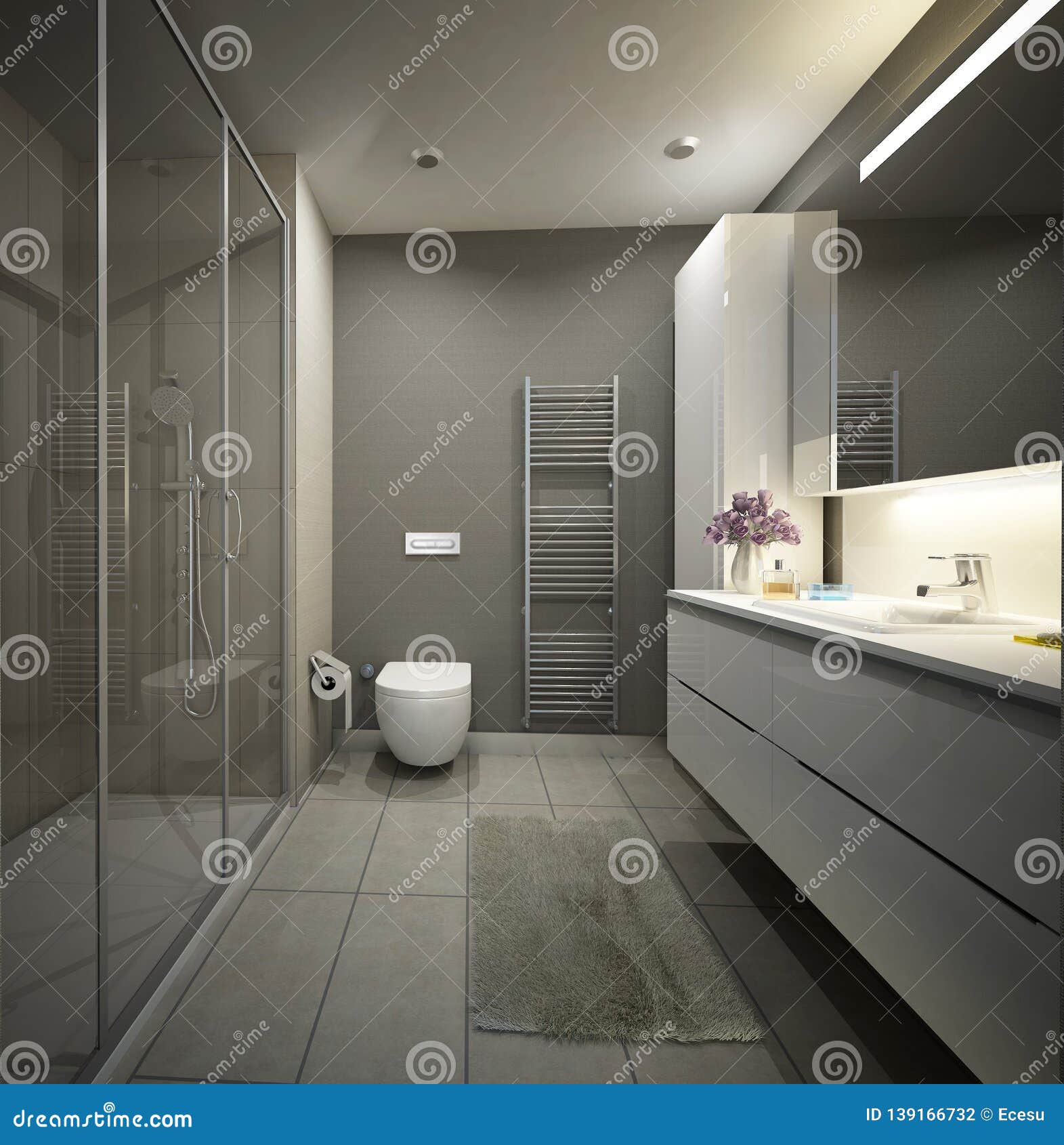 Bathroom Design Project. 3d Rendering Stock Illustration - Illustration ...
