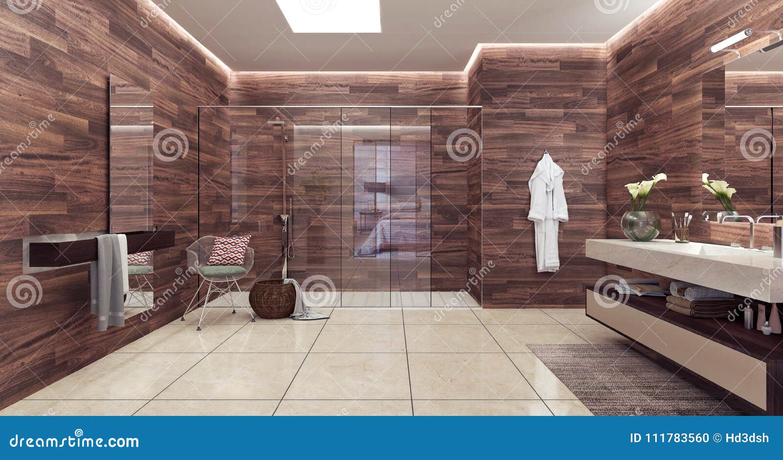 Modern Bathroom Design 3D Rendering Stock Photo - Image of modern ...