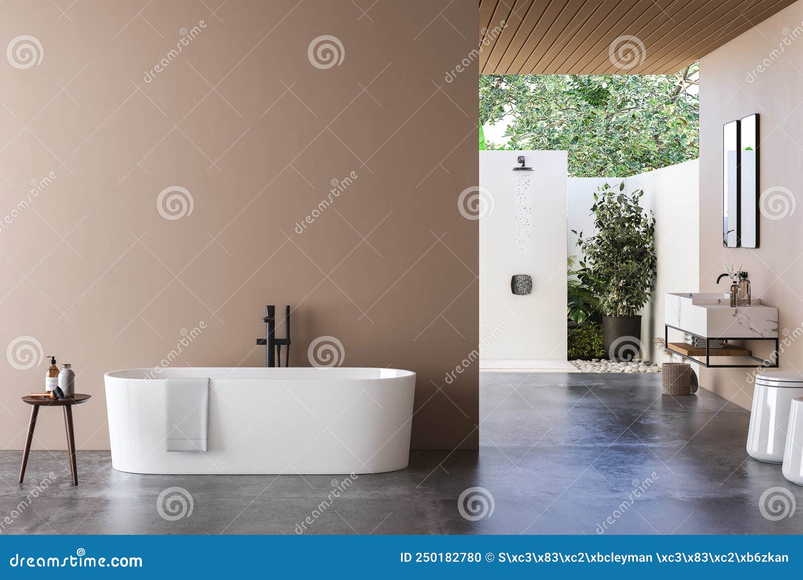 Bathtub Open And Closed Shower Curtain With Yellow Rubber Duck Isolated