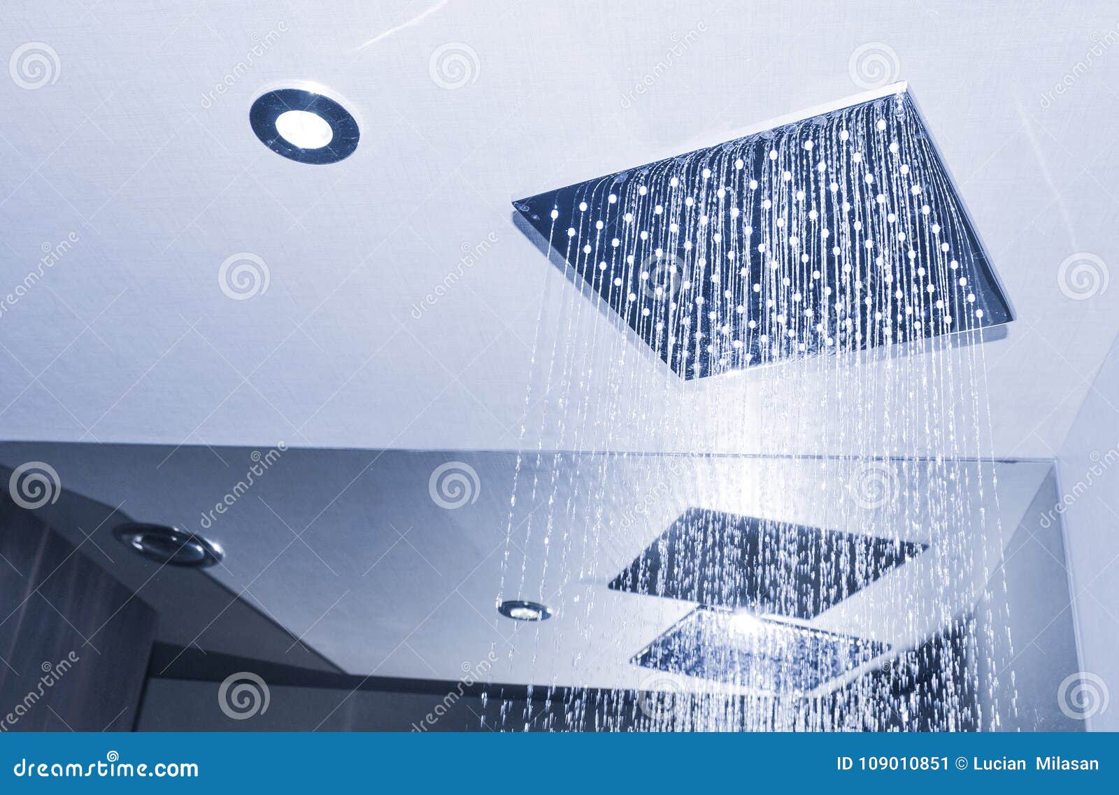 Modern Bathroom Interior with Ceiling Shower Stock Image - Image of ...