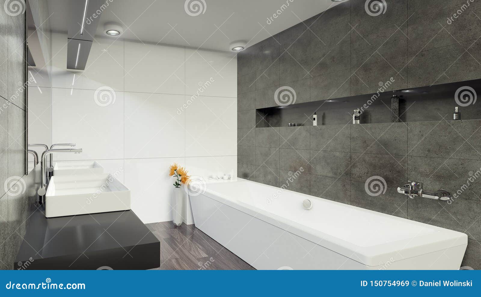 Modern Bathroom Interior 3d Rendering Minimalistic, Bright Stock ...