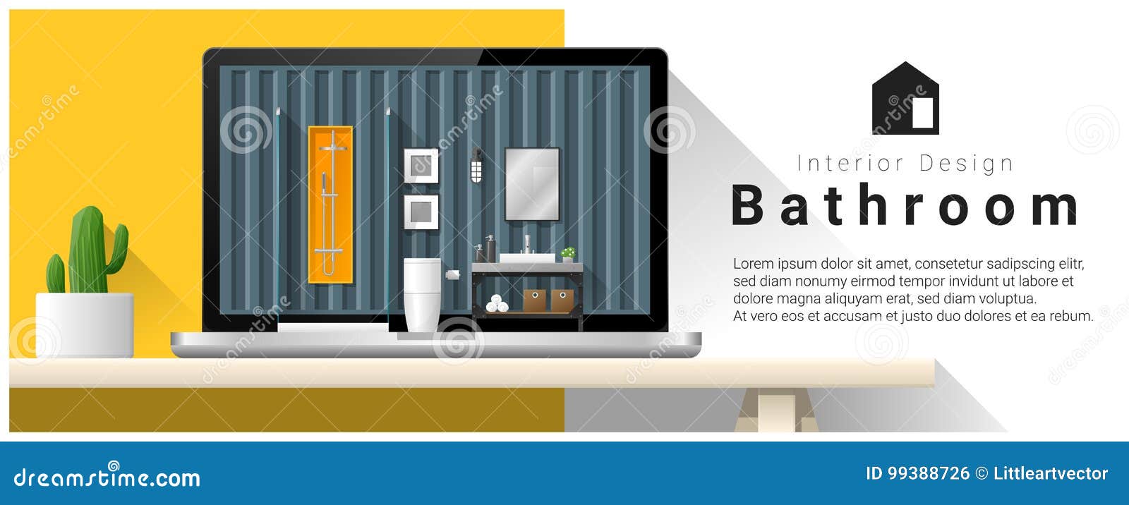 Modern Bathroom Interior Design Background Stock Vector - Illustration ...