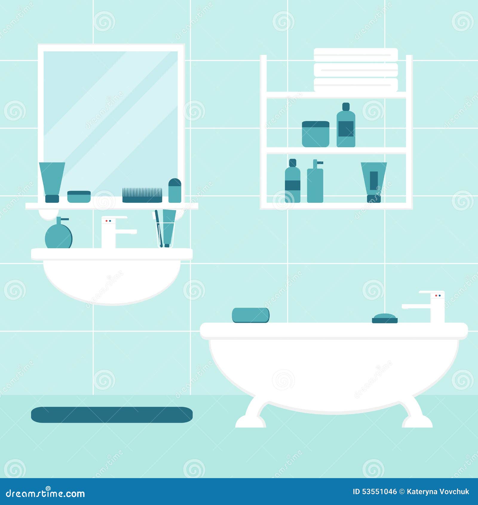 Modern Bathroom Interior Design Stock Vector - Illustration of house ...