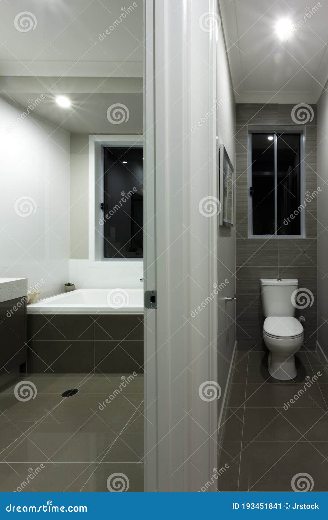 A Modern Bathroom Interior with Separate Toilet Stock Image - Image of ...