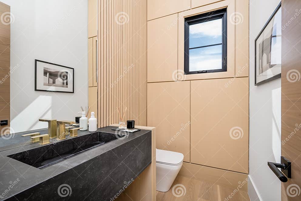 Modern Bathroom Interior with a Window on the Left Side Editorial ...