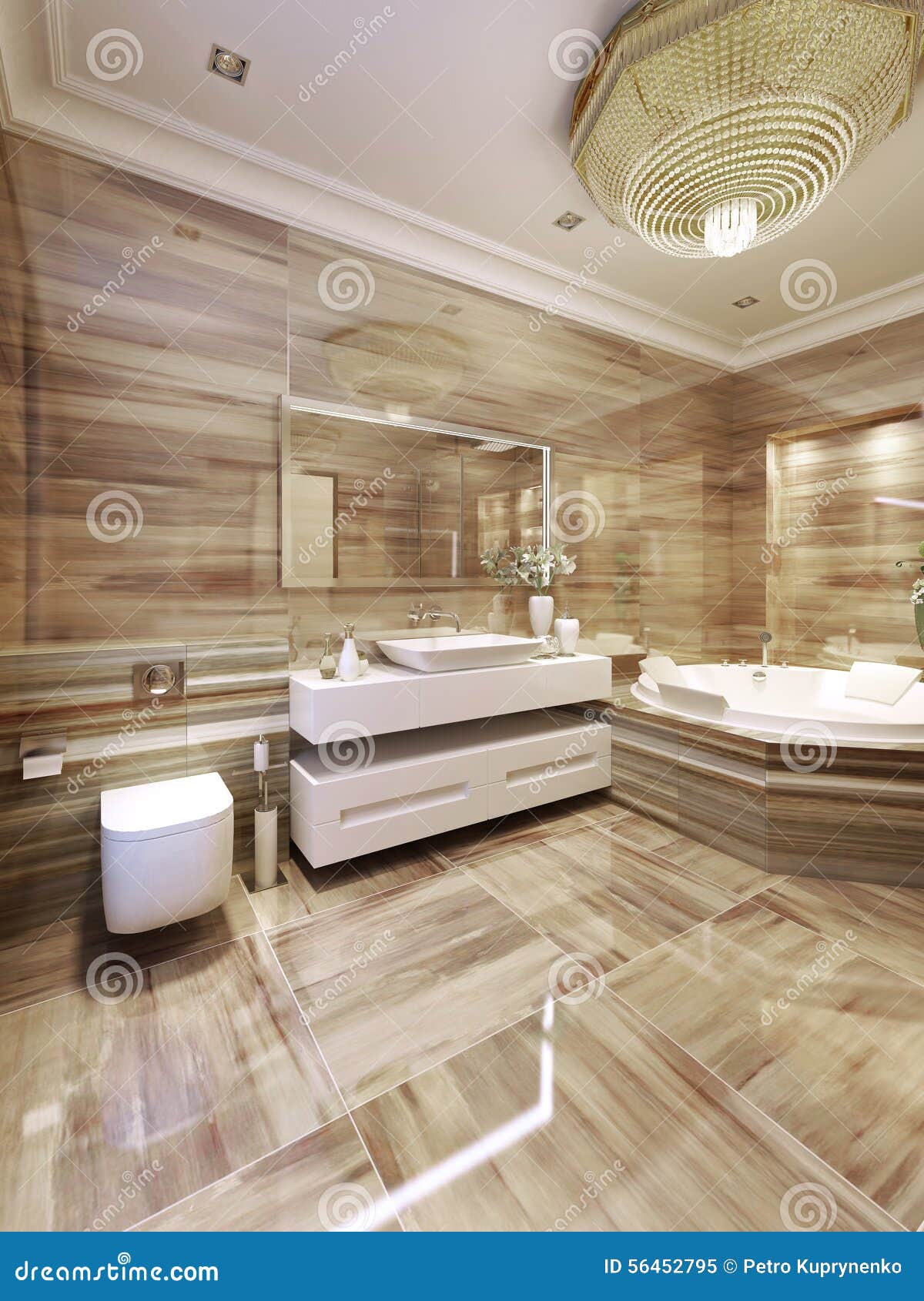 Modern Bathroom with Jacuzzi Stock Image - Image of elegant, beige ...