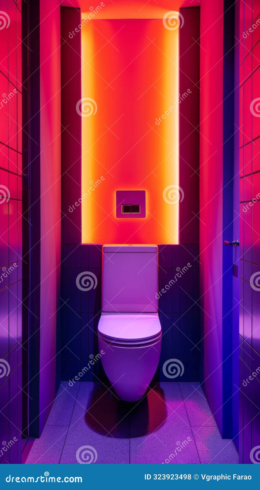 Modern Bathroom with Neon Lighting and a Toilet in the Center Stock ...