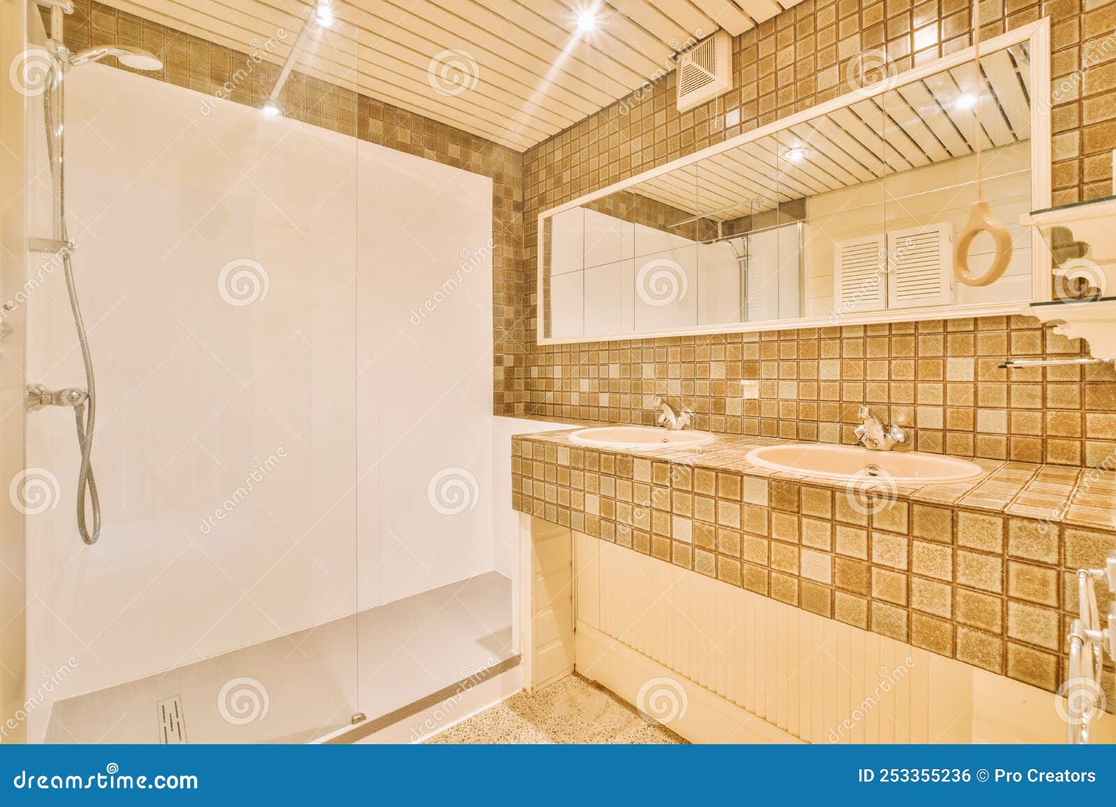Modern Bathroom with Shower and Sink Stock Photo - Image of washroom ...