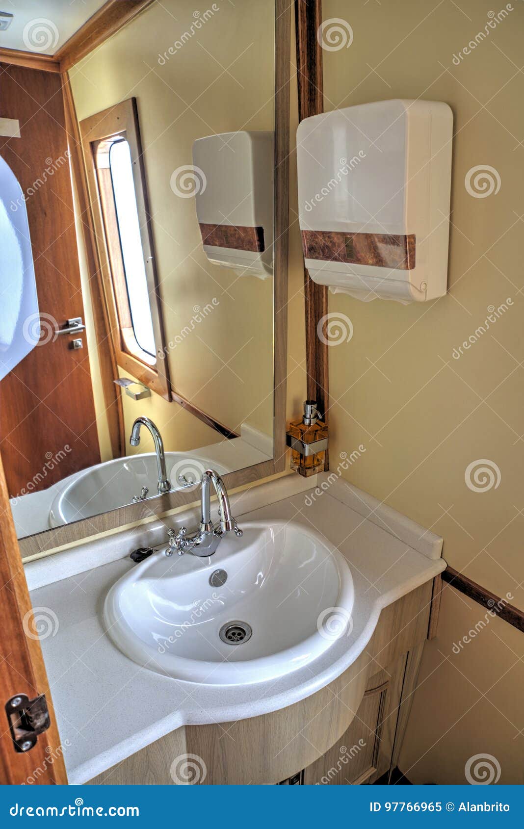 Modern Bathroom in a Touristic Train Stock Image - Image of luxurious ...