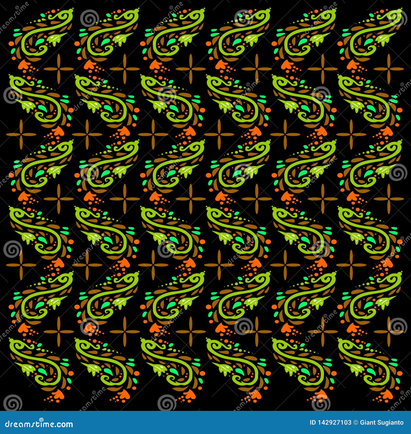 Modern Batik with Leaf Patterns Stock Illustration - Illustration of ...