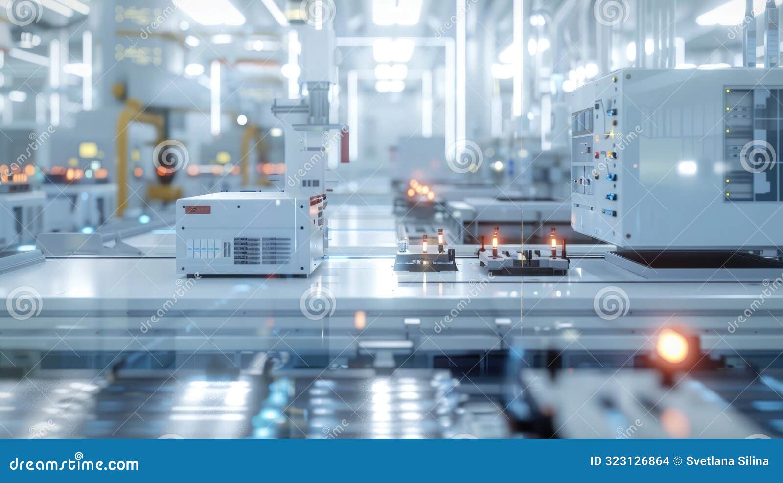 Modern Battery Pack Factory Floor with Machines and Workers ...