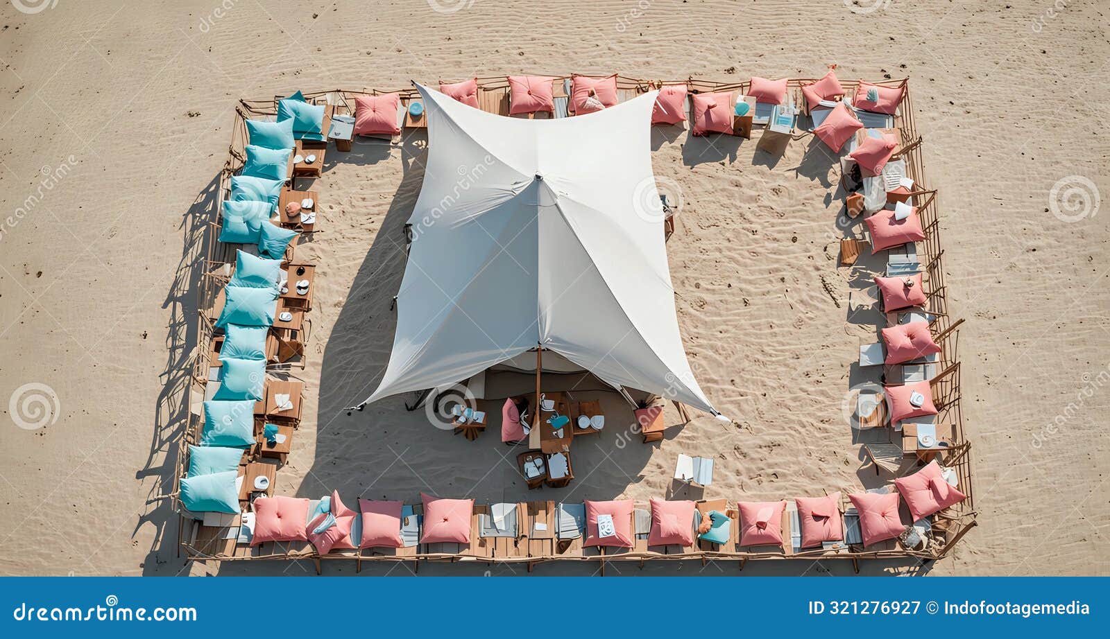 Modern Beach Cafe with a Spacious Tent and Inviting Outdoor Seating ...