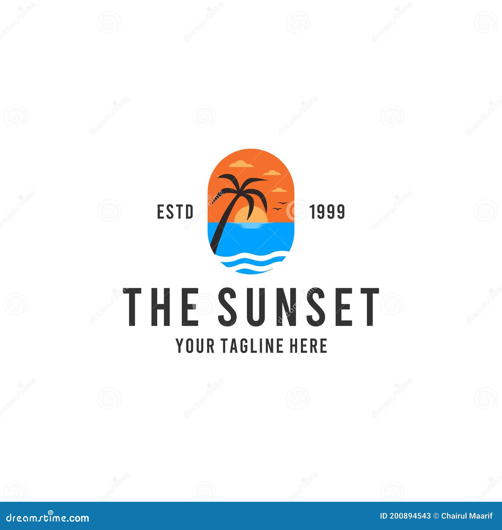 Modern Beach Sunset Logo Design Stock Illustration - Illustration of ...