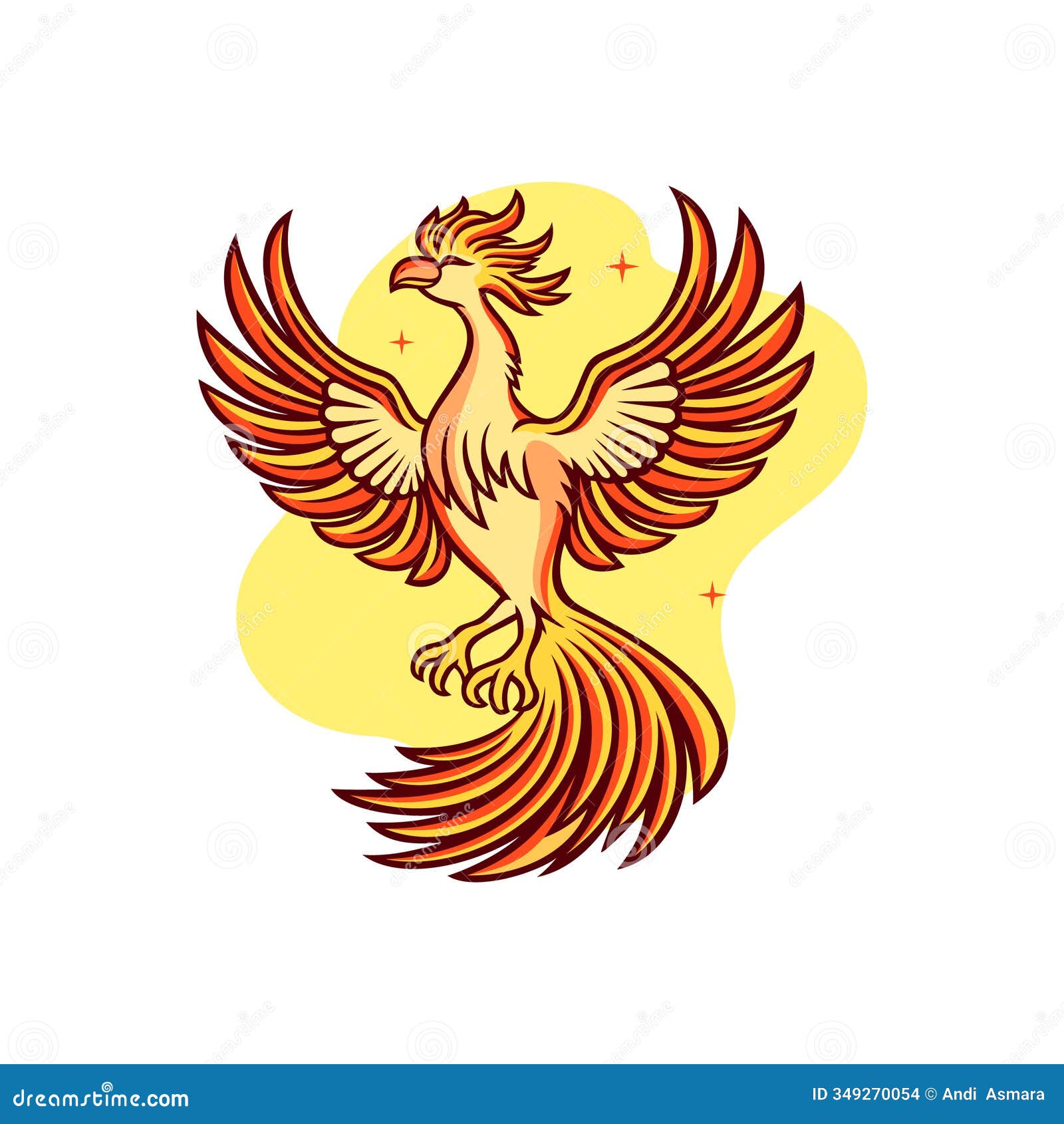 Beautiful Phoenix Bird Cartoon Illustration | CartoonDealer.com #349270054