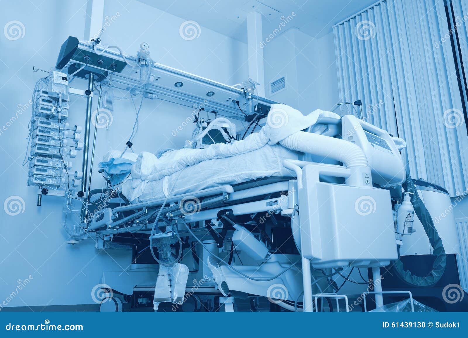 Modern Bed of the Patient in a Clinical Ward Stock Photo - Image of ...