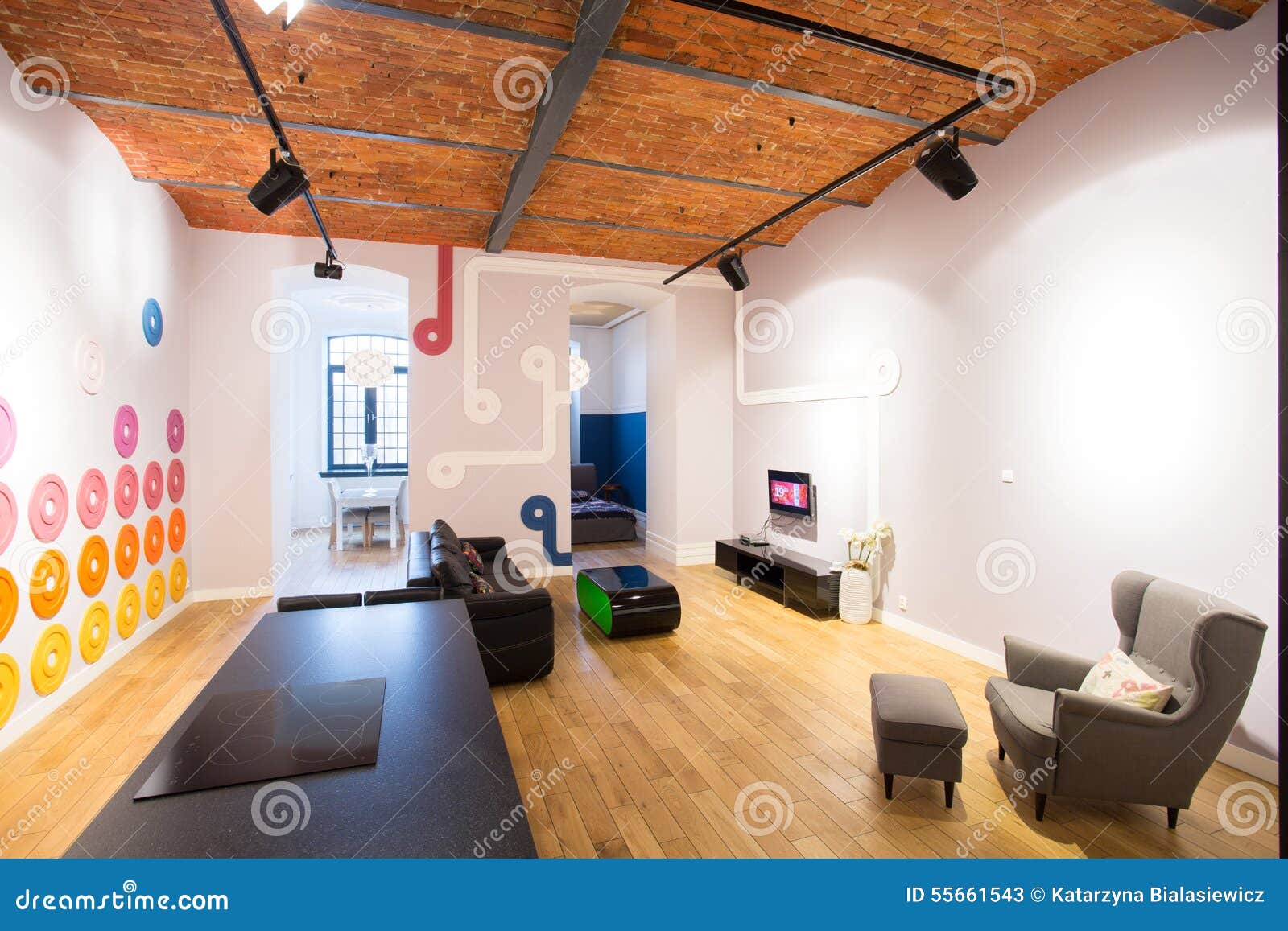 Modern bed-sit stock image. Image of domestic, empty - 55661543