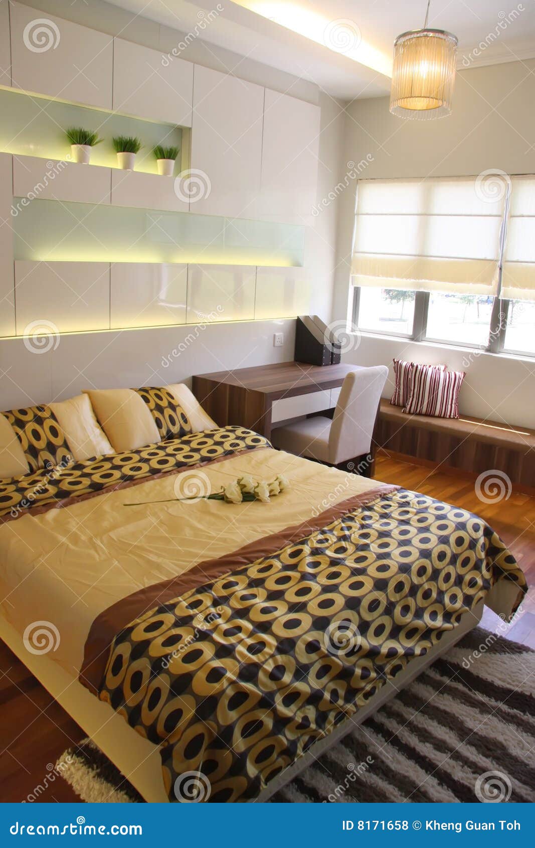 Modern bedrom stock photo. Image of lights, modern, furnising - 8171658