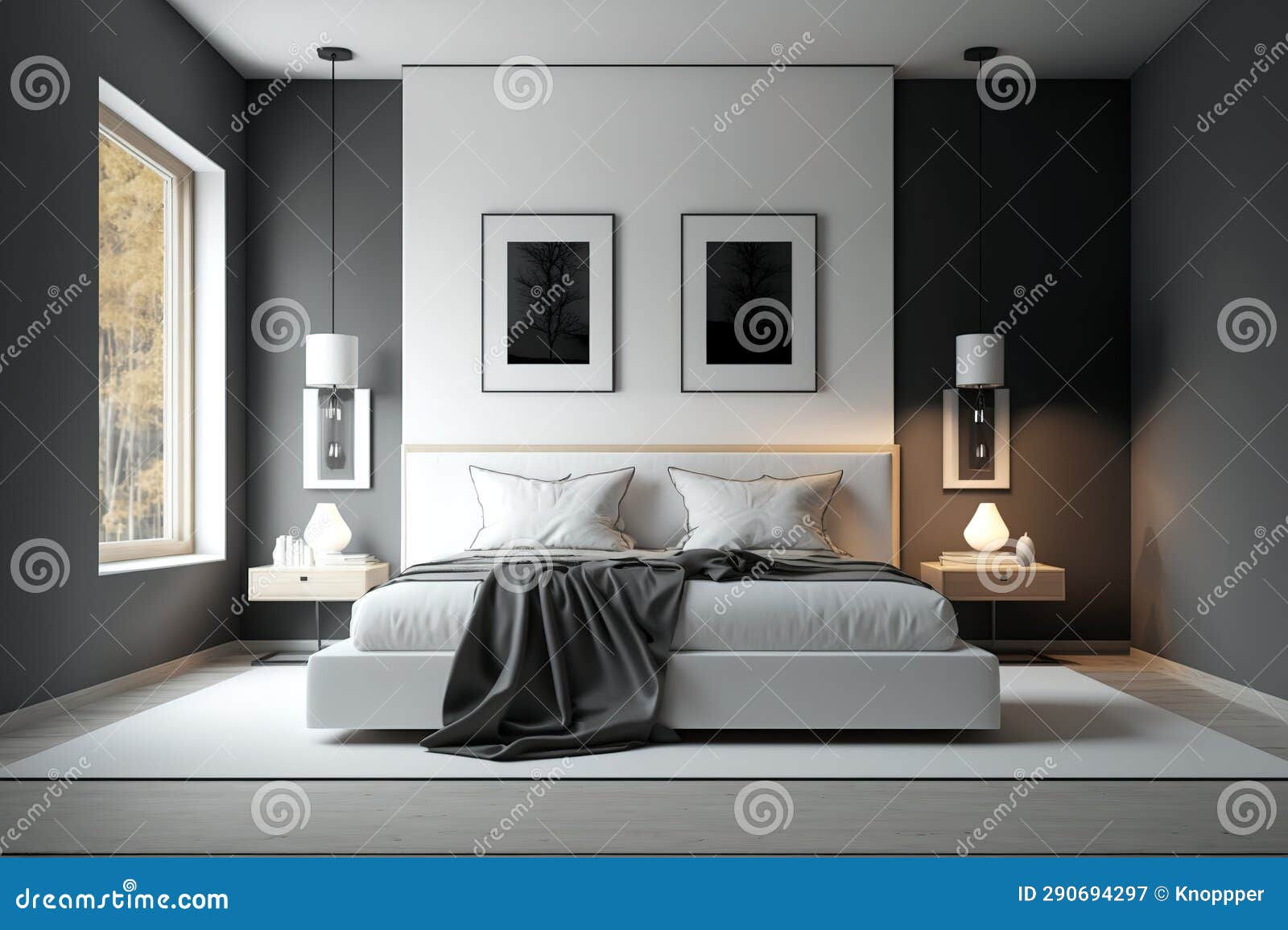 Modern Bedroom Design Ai Generated Stock Image - Image of comfortable ...