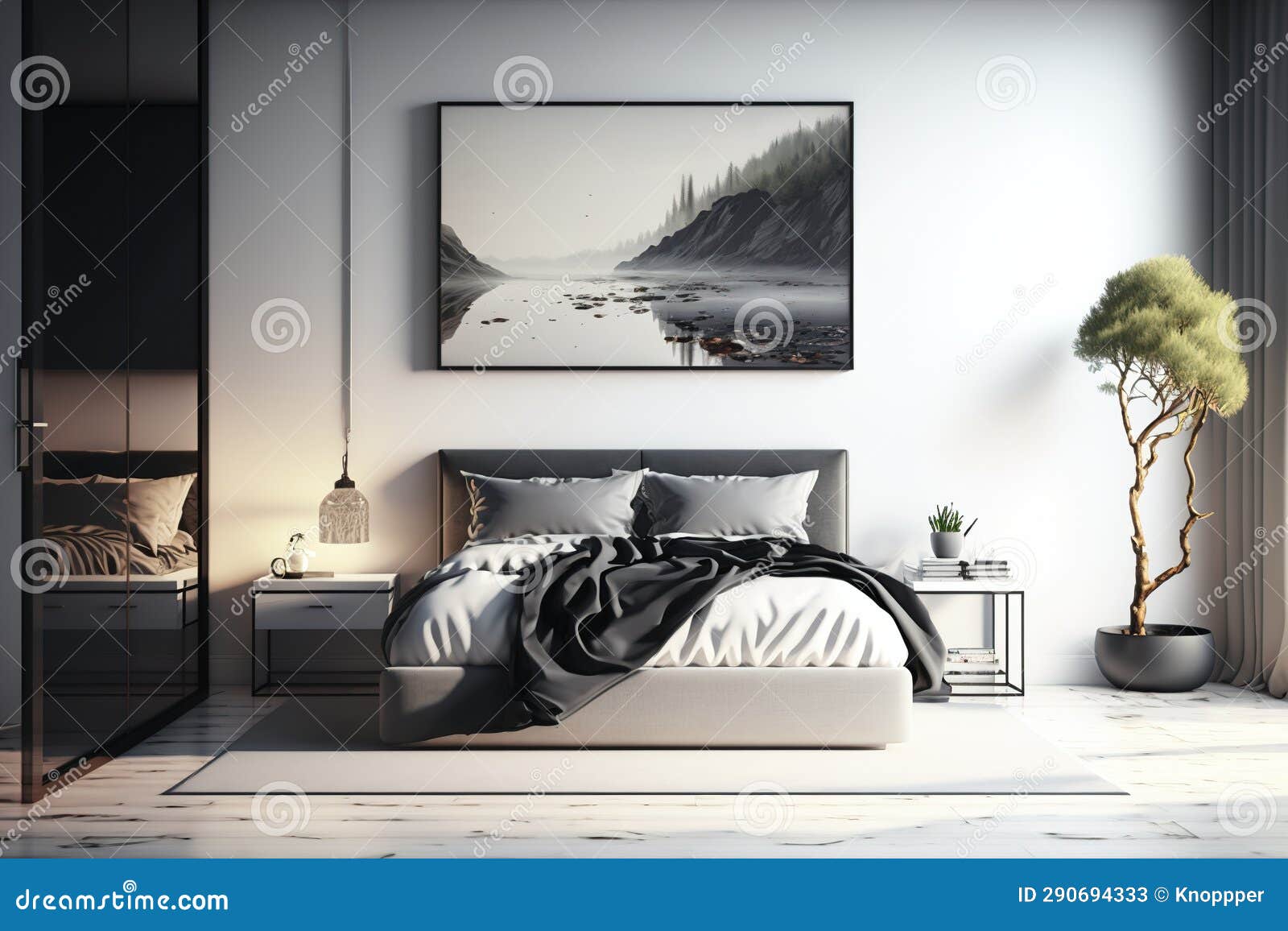 Modern Bedroom Design Ai Generated Stock Image - Image of decoration ...