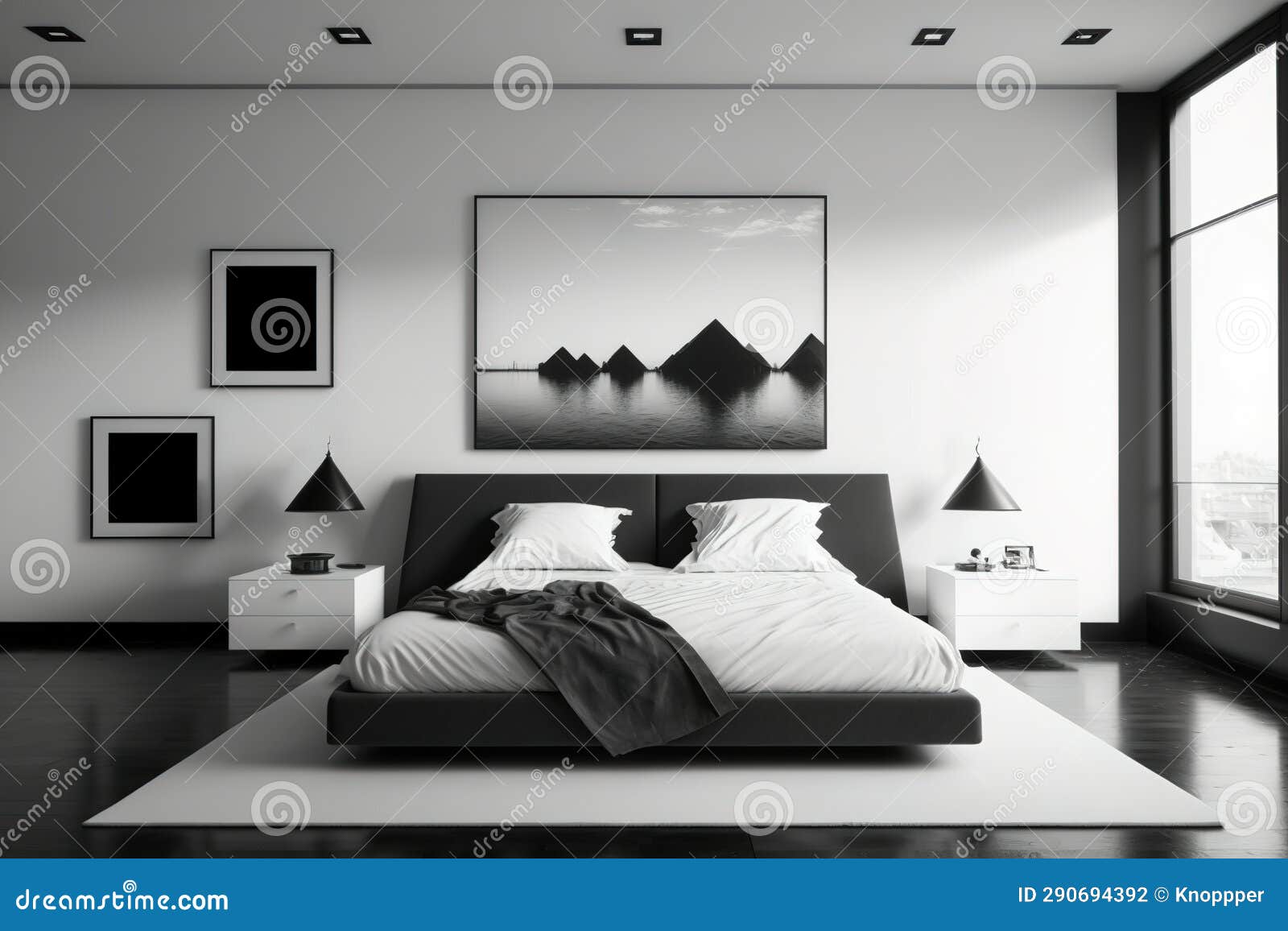 Modern Bedroom Design Ai Generated Stock Photo - Image of room ...